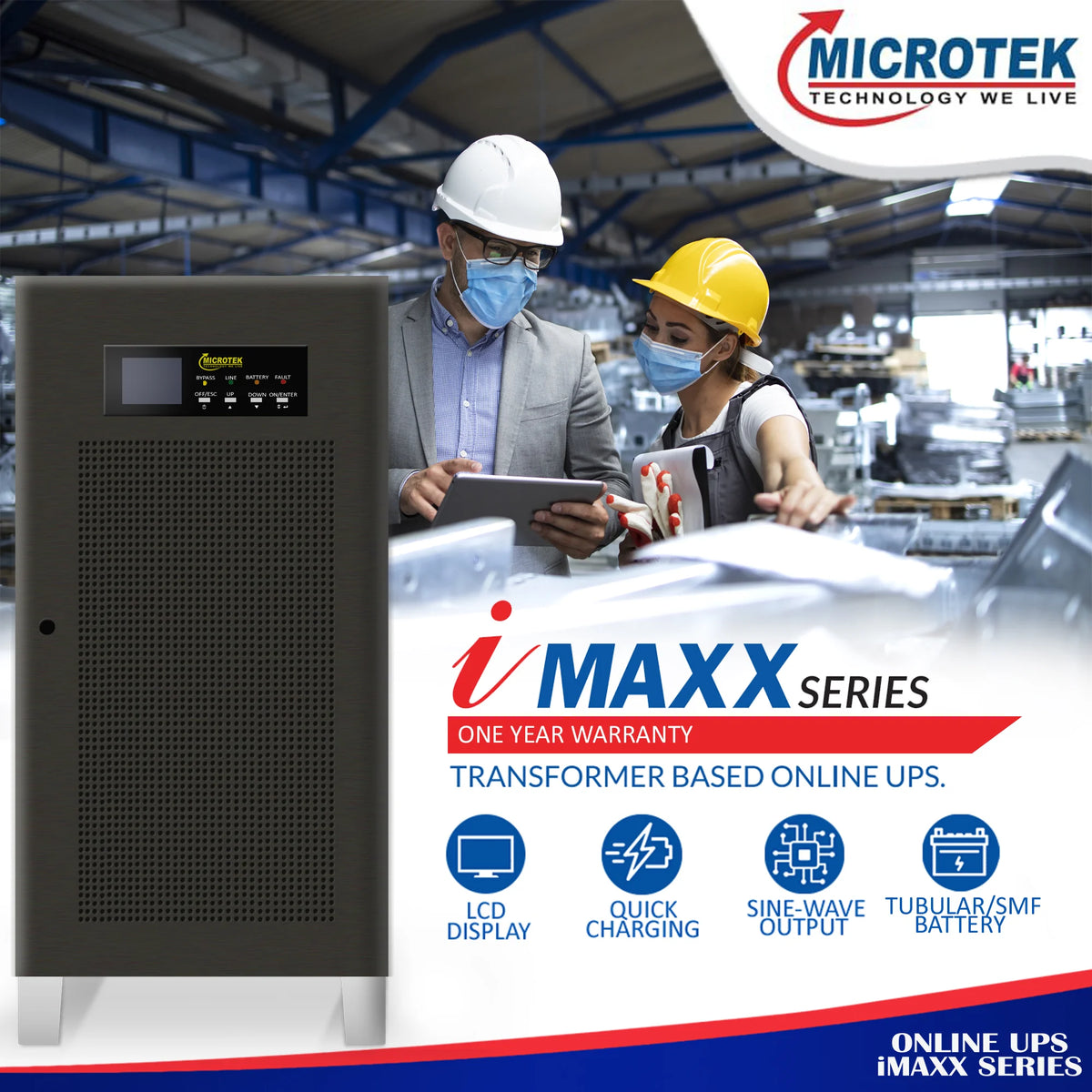 Microtek Online ups 10 kva with isolation 3 Phase In 1 Phase Out i-max