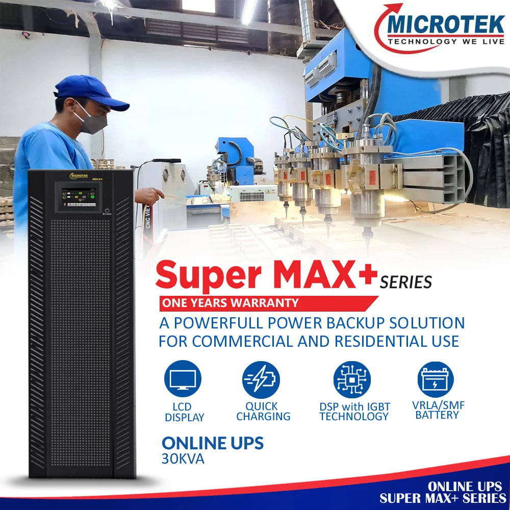 Microtek Online ups 30 kva 3 Phase In 3 Phase Out Super Max+ Series