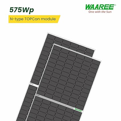 Waaree solar panel 575wp 144cells topcon n-type framed dual glass